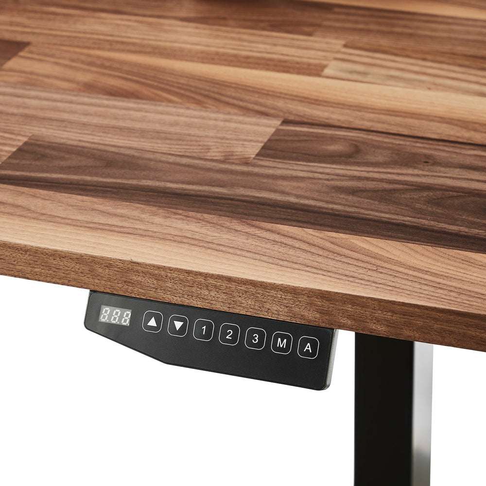 Rise Series Electric Sit-Stand Desk (Walnut Wood) | Clutch Chairz